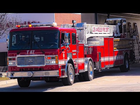 LAFD Light Force 87 & Rescue 87 Responding