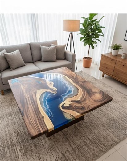 Handcrafted Epoxy Resin River Coffee Table, Live Edge Wood, Modern Art - Etsy