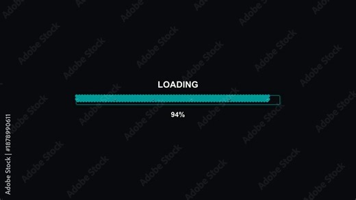 Hexagon grid progress bar animation in a digital space showing progress and completion status in a cool visual display