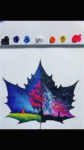 Maple Leaf Acrylic Painting Process
