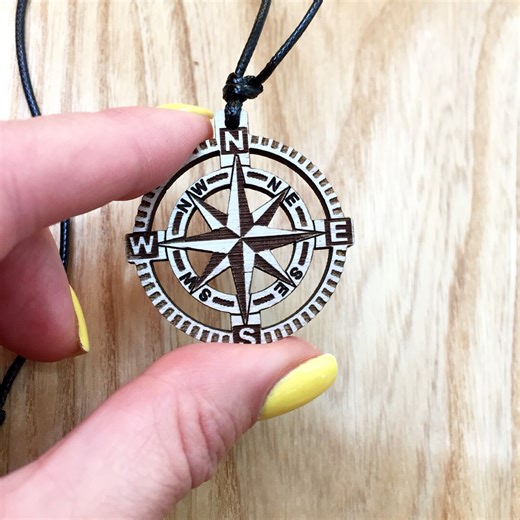Rustic Engraved Wood Compass Pendant Necklace Adventure Jewelry Gift for Free Spirits - Etsy