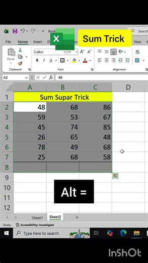 How to Sum Formula use in excel. #excel #shorts