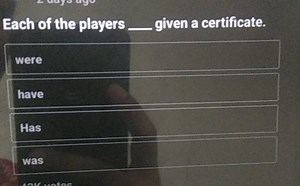 Complete the sentence with the correct option:Each of the pla... | Filo