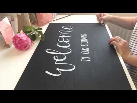 FULL VIDEO - Create beautiful welcome chalkboard for wedding w/ floral detail using paint pens