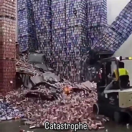 Forklift Catastrophe: Warehouse of Alcohol Cans Destroyed in Shocking Accident