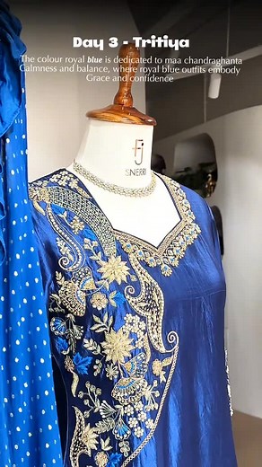 Snerri | 🌸 Navratri Day 3 🌸 Today we worship Maa Chandraghanta — the goddess of courage and serenity. 🙏✨ Royal Blue, the colour of stability,... | Instagram