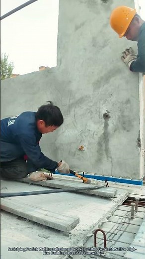 Satisfying Prefab Wall Installation: 6 Workers Lift & Fix Giant Wall to High-Rise Building