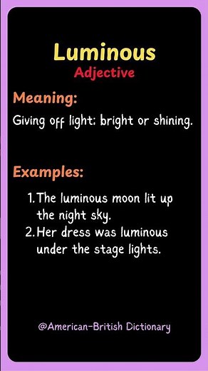 Luminous Meaning & Definition | Oxford Dictionary