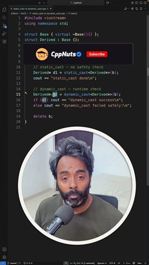 static cast vs dynamic cast in c++ #cppprogramming #programmingcourses