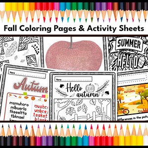 5th Grade Fall Coloring Pages and Autumnal Activity Sheets for Fifth Graders