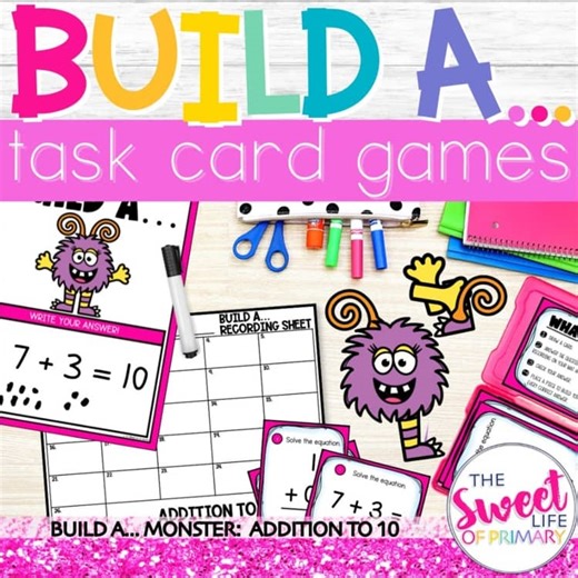 Addition to 10 Task Card Game