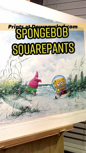 SpongeBob SquarePants Painted into Thrift Store Art