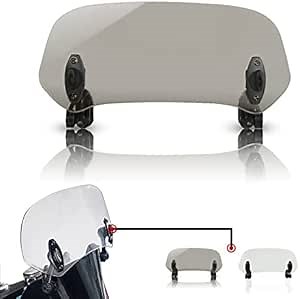 Universal Motorcycle Windshield Extension Adjustable Spoiler Clamp-On Windscreen Deflector for Motorbike Enduro Supermoto Scooter UTV ATV Piaggio -295mm/Black