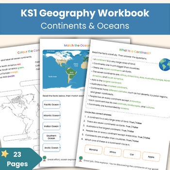 Continents & Oceans Workbook | Geography Worksheets | Printable Resources