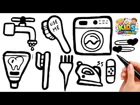 Easy Daily Use Objects Drawing for Kids | Simple Household Things Step by Step Drawing