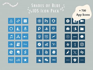 Blue Shades iPhone App Icon Pack 765 Icons With Bonus Wallpapers and Widgets || 3 Icon Pack in Shades of Blue - Etsy Canada