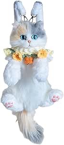 Chongker Cat Shaped Purse with Adjustable Strap, Realistic Plush Backpack Cat Shaped Crossbody Bag for Kids and Girls
