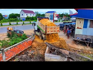 First Full Landfill start New Project Delete Pond Nicely work ! Bulldozer Push Stone with truck