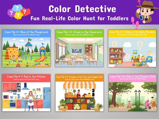 Color Finding Activity Preschool Printable Color Matching Worksheets Real Life Scenes Kindergarten Montessori Learning Colors - Etsy