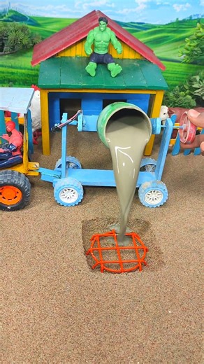 🔥 Realistic Mini Cement Mixer Tractor | Pillar Footing Making #shorts #youtubeshorts