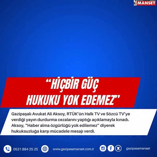 12 reactions | Haberin devamı>>> https://gazipasamanset.com.tr/haber/av_aksoydan_rtuk_tepkisi_haber_alma_ozgurlugu_yok_edilemez-17393.html | Gazipaşa Manşet Gazetesi | Facebook