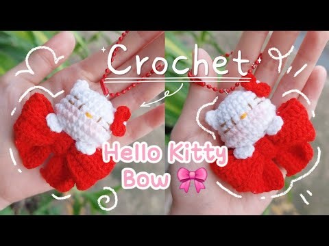 Crochet Hello Kitty Bow 🎀 | Crochet Hello Kitty keychain 🎀 | Móc len Nơ Hello Kitty 🎀 | Lem'n Do