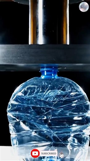 plastic bottle in hydraulic press. #satisfying #shorts