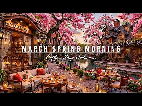 March Spring Morning at Cozy Coffee Shop Ambience 🌸 Warm Jazz Instrumental Music for Great Mood