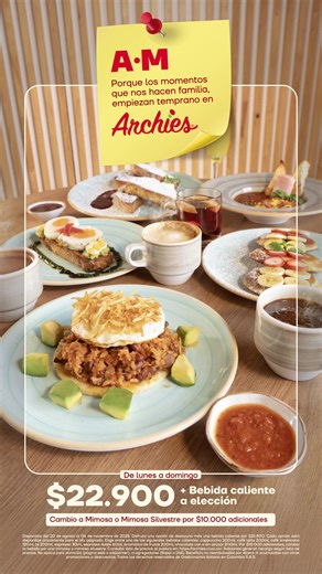 Los días saben mejor con un brunch en Archies. Ven con tus amigos o familia y disfruta de un menú delicioso desde la mañana. | Archies