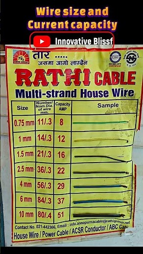 Wire size and current carrying capacity chart list. #electrical electrical