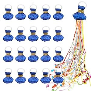 20 Pack No Mess Streamers,Colorful No Mess Paper Crackers,Hand Throw Confetti Streamer for Birthday,Wedding,Party,Celebrations,Retirement Party (Blue)