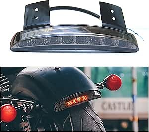 4in1 Motorcycle Brake Tail Light, Sequential Amber Turn Signals LED & Running Lights - Compatible with Harley Davidson Sportster, Roadster, Softail, Dyna, Fat, Honda Grom, Ruckus, Shadow