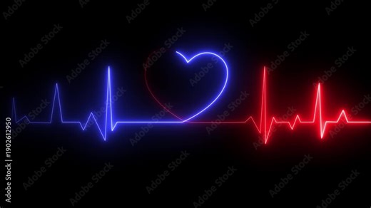 Heartbeat monitor EKG line monitor shows heartthrob, Seamlessly loop electrocardiogram medical screen with heart rhythm in green on black background. ECG machine