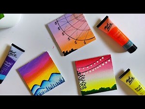 3 Paintings for beginners || 3 mini canvas paintings part 3 || aesthetic paintings