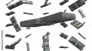 One Million Dollar Falling Animation Stacks Of Money