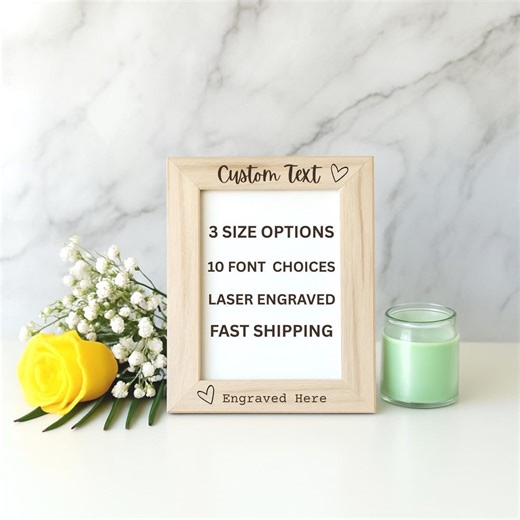 Custom Text Laser Engraved Picture Frame - Personalized Gift With Your Words - Etsy