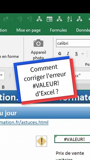 Comment corriger l'erreur #VALEUR! des formules Excel ? #excel #astuceexcel #excelfrancais