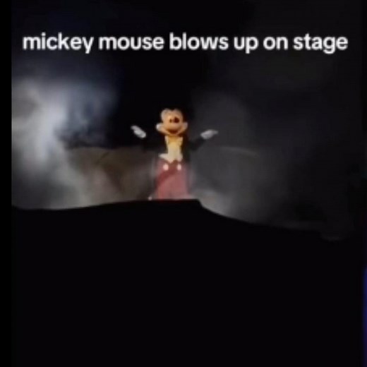 Mickey Mouse blows up on stage