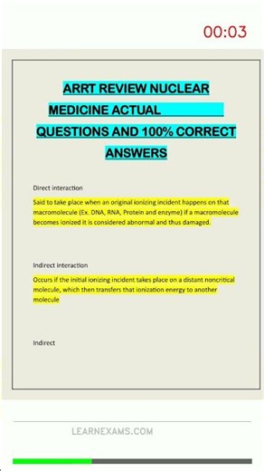Arrt Review Nuclear Medicine Actual Questions And 100 Correc Latest