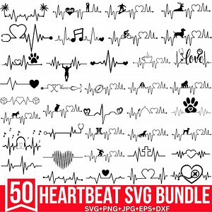 Heartbeat Svg Bundle, Heartbeat Pulse Svg, Heartbeat Line Svg, Cardiogram Svg, Heartbeat Valentine’s Design, Cut Files Cricut, Silhouette - Etsy