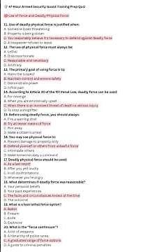 Use of Force and Deadly Physical Force: 47-Hour Armed Security Guard Training Prep Quiz