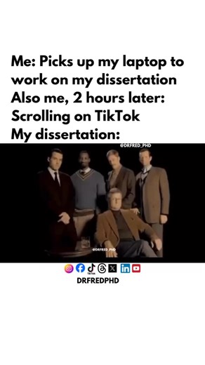 Dissertation Writing Service | Coach on Instagram: "You sit down fully convinced this is the serious session. Laptop open, notes ready, intentions pure. Then somehow two hours disappear into short videos, hot takes, and “just one more scroll.” Meanwhile the dissertation is silently watching you like it remembers every deadline you ignored. Tag a fellow procrastinating scholar who needs to see this DM the word DISSERTATION to get personalized help getting your dissertation or thesis done #dissert