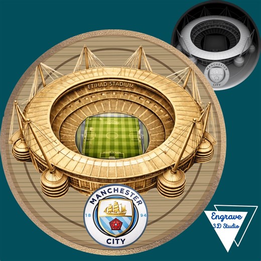 Football STL | Depth, Height Map | 3D Illusion | Laser Cut | Embossing | Engraving | Manchestar- Etihad Stadium - Etsy UK