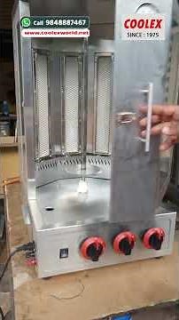 Next-Gen 3 Burner Shawarma Machine | Glass Door, Motor, Auto Ignition, Temp Control!