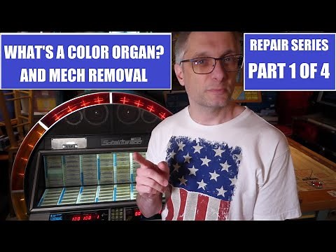 NSM 45 rpm mech repair (PART 1) removal + my history with this jukebox (part 1 of 4) - color organ
