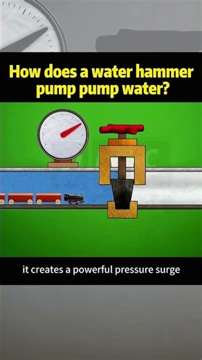 How a Water Hammer Pump Lifts Water Without Electricity 💧 | Engineering Explained #Shorts