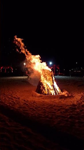 🔥 Dancing Flames Under the Night Sky 🌌⭐️🌠 #BonfireNights #FlameMagic #NightVibes #Chill #FireDance