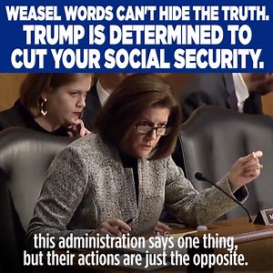 276K views · 7.9K reactions | Sen. Senator Catherine Cortez Masto got Trump's millionaire Treasury Secratery, Steven Mnuchin, to admit the truth: The Trump Budget plan includes reductions in your hard-earned Social Security benefits. | Social Security Works | Facebook