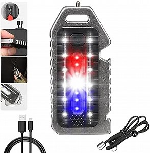 COB EDC Flashlight, 500Lumens Bright Rechargeable Keychain Mini Flashlight, 5 Light Modes Portable Pocket Light with Whistle, Lanyard for Camping, Hiking, Fishing
