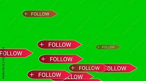 End screen video animation Text follow on green screen. symbols and signs End Screen motion graphics for video elements